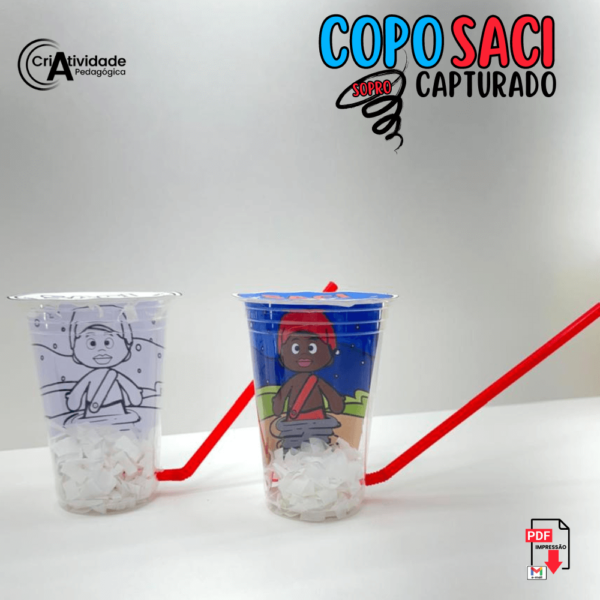 Copo Saci Capturado Sopro Colorido e Para Colorir - Criatividade Pedagógica