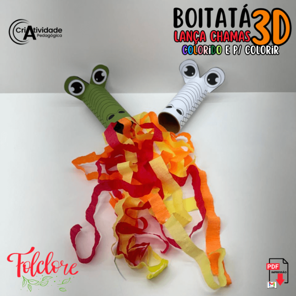 Boitatá Articulado Colorido e Para Colorir - Criatividade Pedagógica