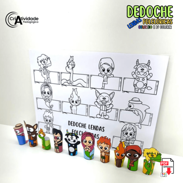 Dedoches Lendas Folclóricas Colorido e Para Colorir - Criatividade Pedagógica