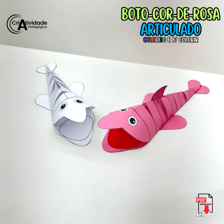 Boto-Cor-De-Rosa Articulado Colorido e Para Colorir - Criatividade ...