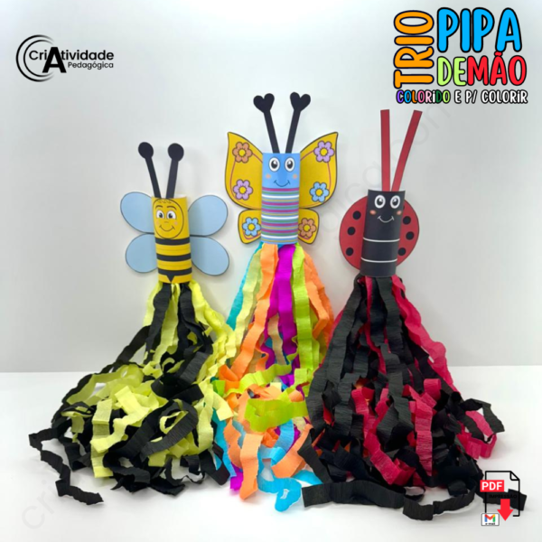 Trio Pipa de Mão Insetos da Primavera Colorido e Para Colorir ...