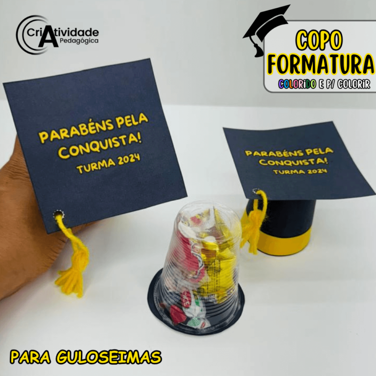 Copo Guloseima Capelo De Formatura Colorido e Para Colorir ...